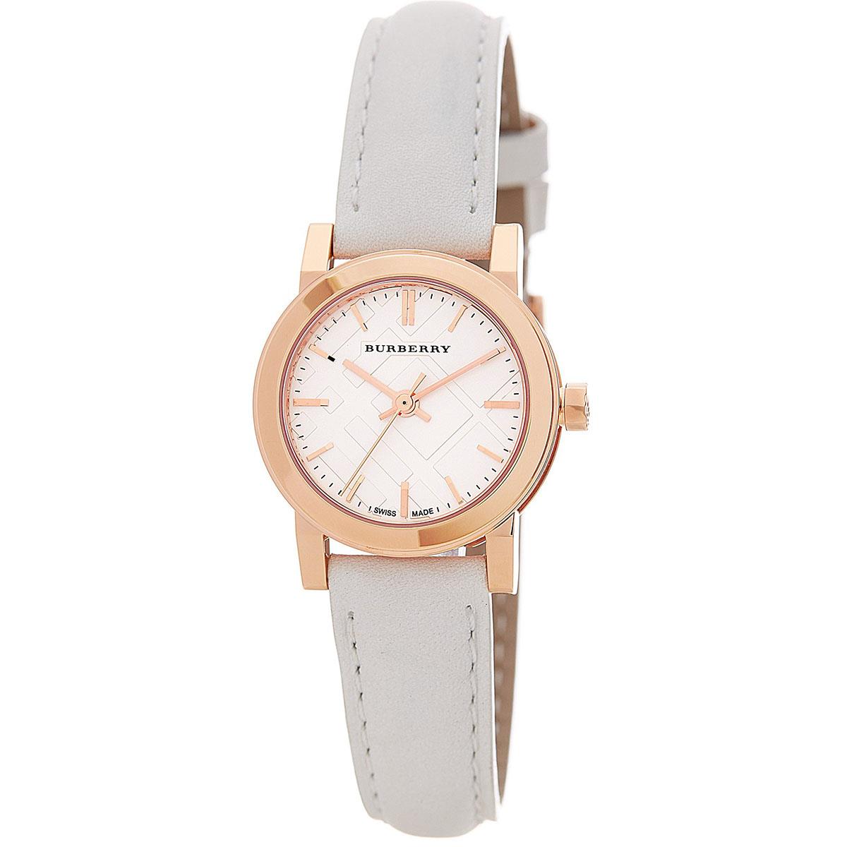 Burberry BU9209 Rose Gold Tone White Leather Women's Watch | WatchHome